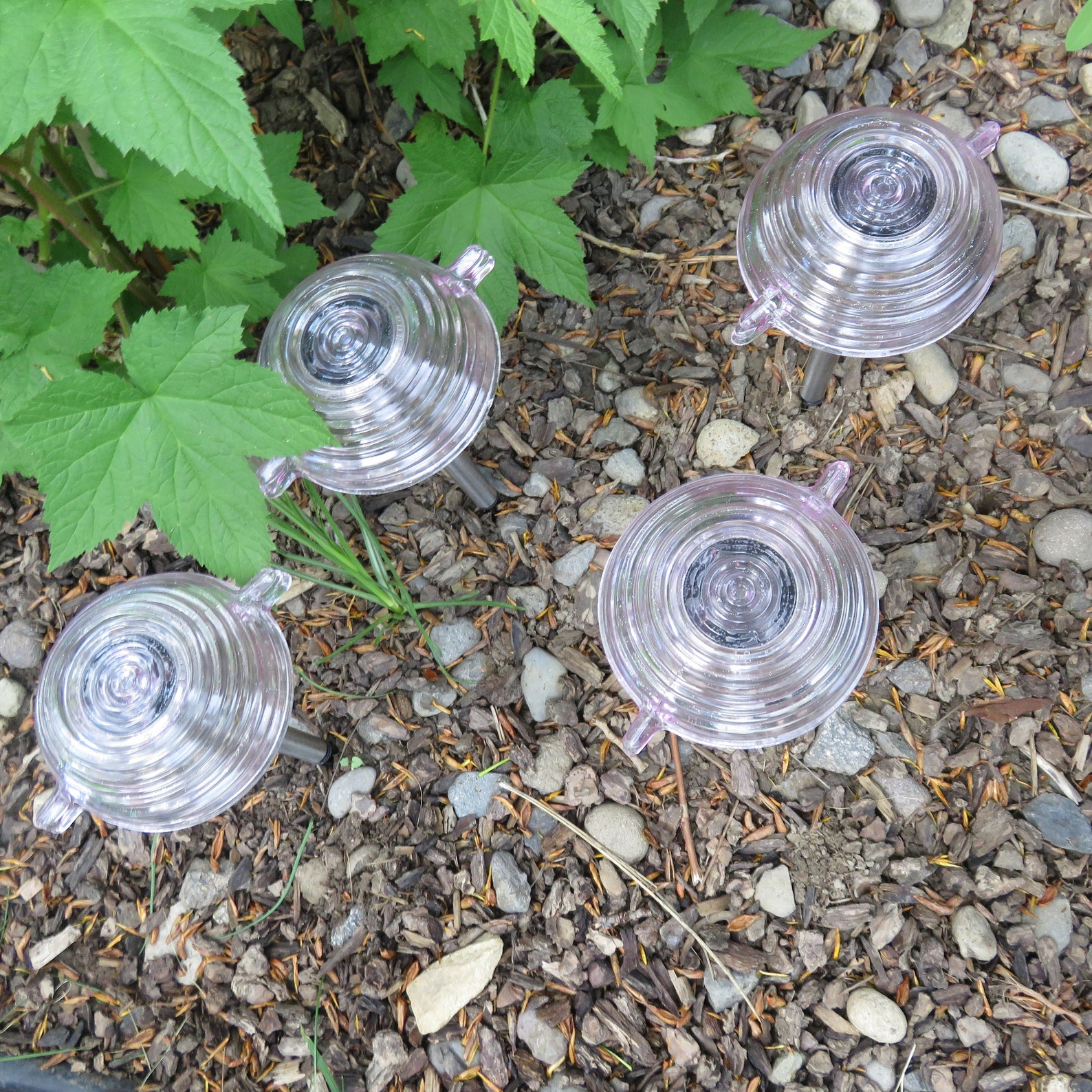 Set of 4 Glittery Pink Glass Solar Lights 4 Matching - Etsy
