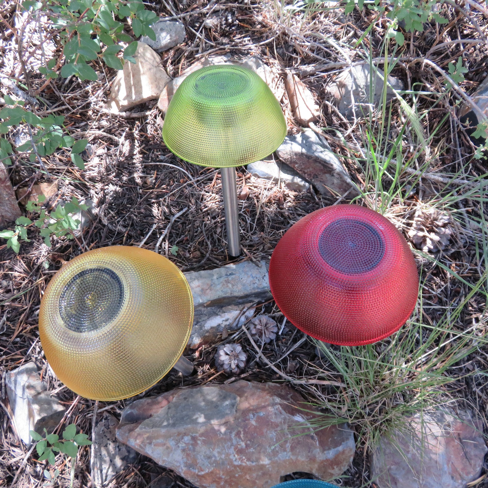 Set of 4 Glass Solar Lights 4 Assorted Color Up-cycled - Etsy
