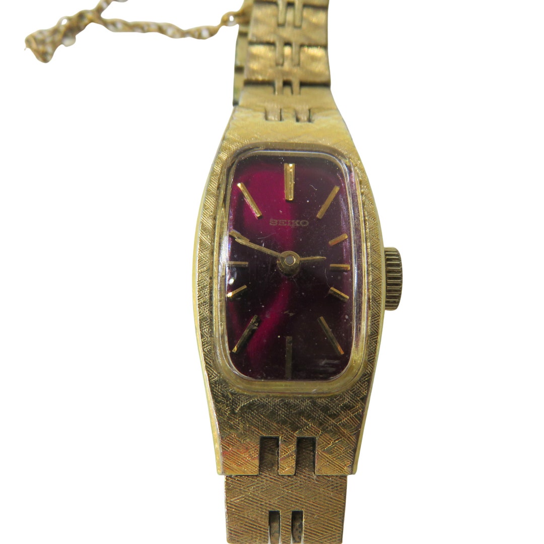 Vintage Seiko Ladies Watch Gold With Fuschia Face Wind up - Etsy