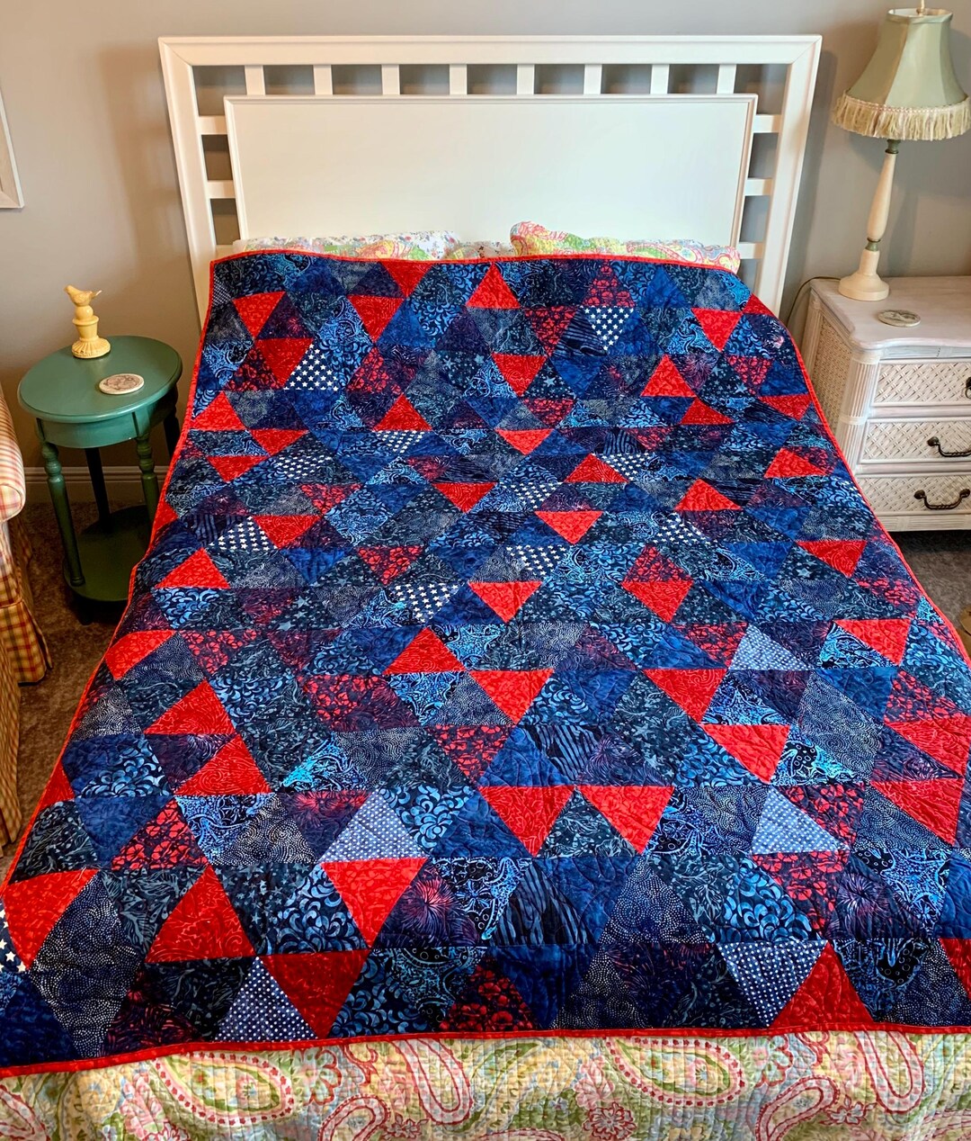 Modern Blue Triangle Quilt - Etsy