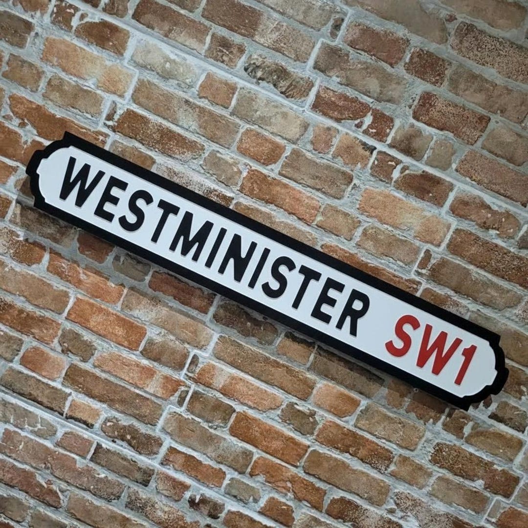 Westminster Sign Wooden Old Fashioned Faux Cast Iron Effect London ...