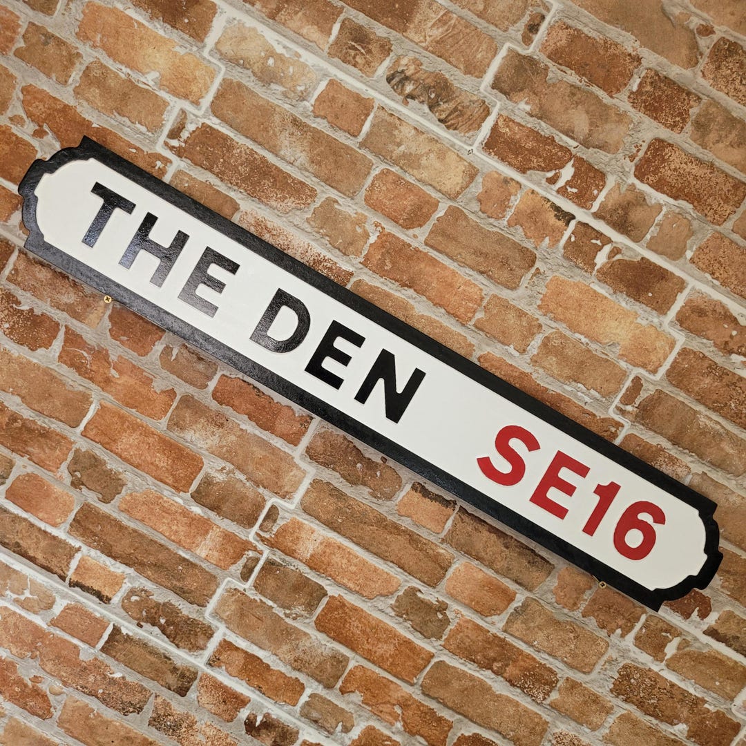 The Den Football Ground Indoor Raised Lettering Faux Cast Iron Effect ...