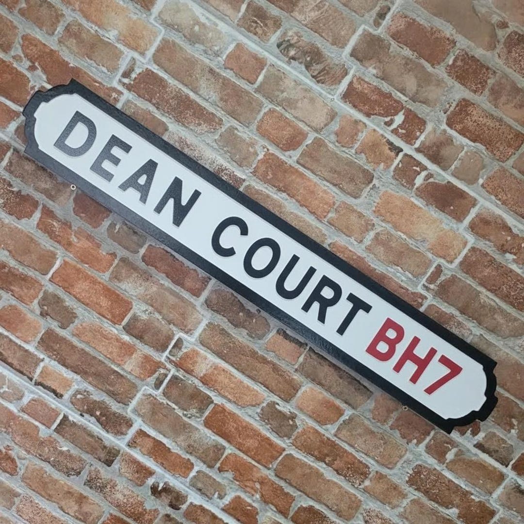 Dean Court Football Ground Indoor Raised Lettering Faux Cast Iron ...