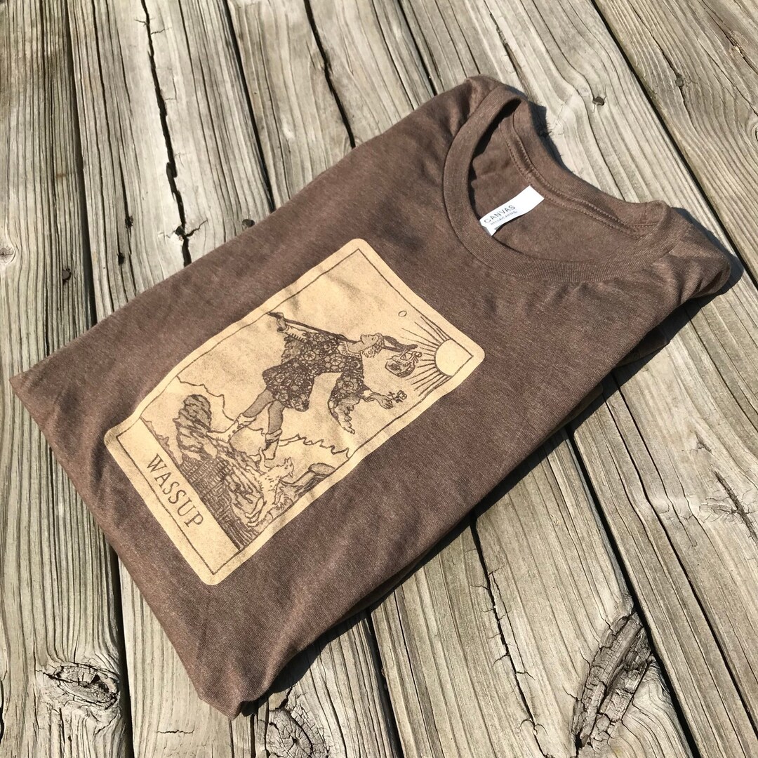 Wassup Fool Tarot T-shirt on Brown Heather - Etsy