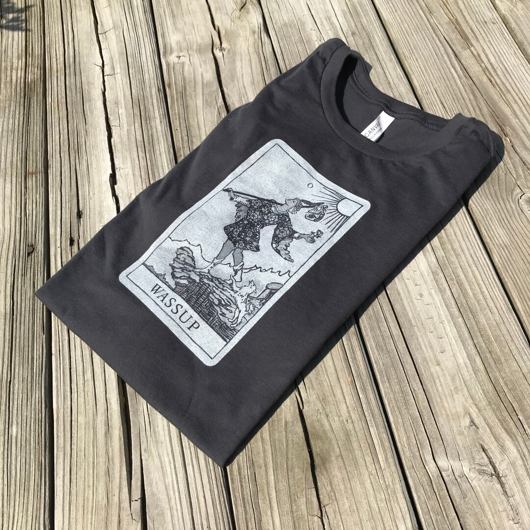 Wassup Fool Tarot T-shirt on Black Heather - Etsy