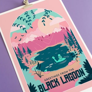 Set of 3 Cryptid Travel Poster Art Prints, Alien, Bigfoot, Creature ...