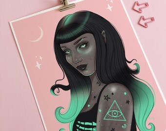 Candy Demon Art Print, Vampire, Pastel Goth, Demon, Spooky Sweet ...