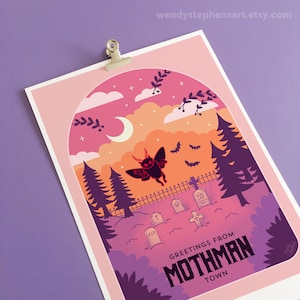 Set of 3 Cryptid Travel Poster Art Prints, Loch Ness, Mothman, Fresno ...