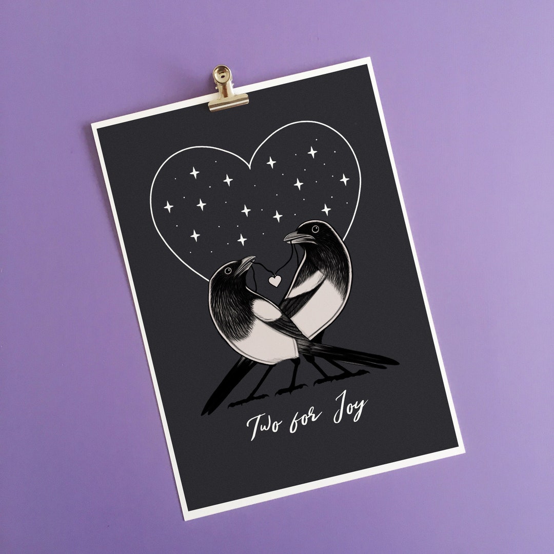 Magpie Art Print, Occult Decor, Two for Joy, Gothic Home Decor - Etsy UK