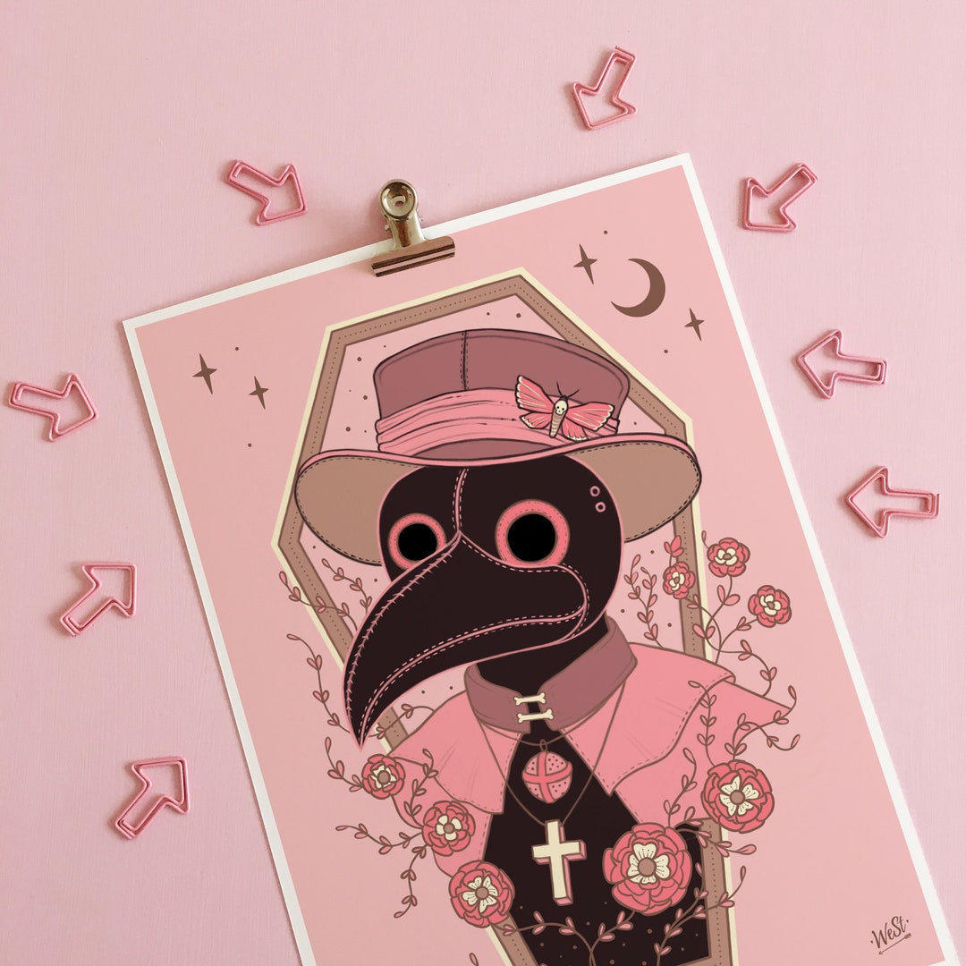 Plague Doctor Pastel Goth Decor Art Print, Gothic Home Decor, Spooky ...