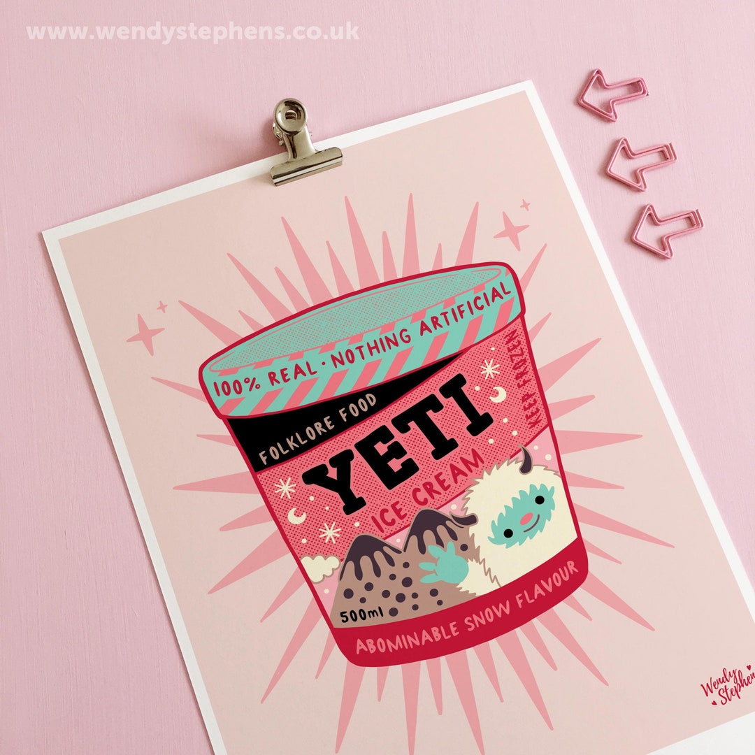 Cryptid Art Print, Yeti Ice Cream, Cryptid Poster, Pastel Goth Decor ...