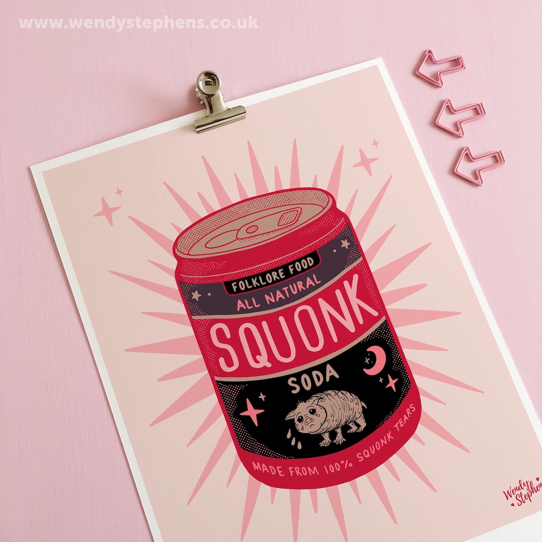 Cryptid Art Print, Squonk Soda, Cryptid Poster, Spooky Prints ...