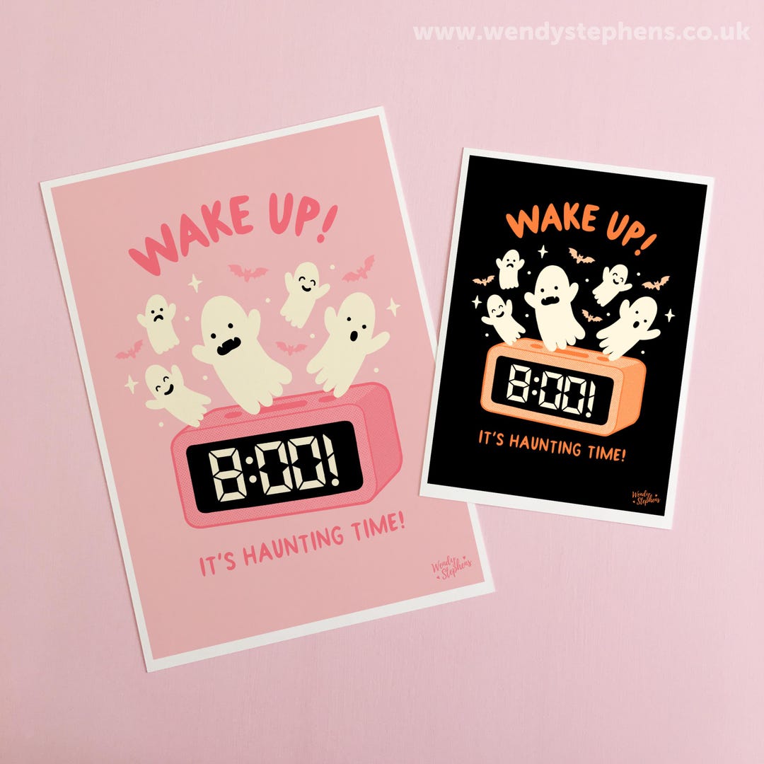 Spooky Ghost Art Print, Wake up Boo, Halloween Prints, Gothic Home ...