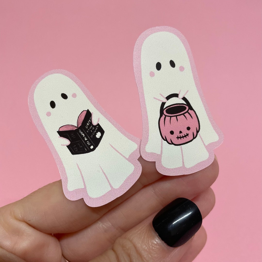 Spooky Cute Ghost Pink Sticker Set, Ghost Gothic Stickers - Etsy