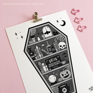 Coffin Shelf Witch Art Print, Gothic Home Decor, Spooky Gothic Witch ...