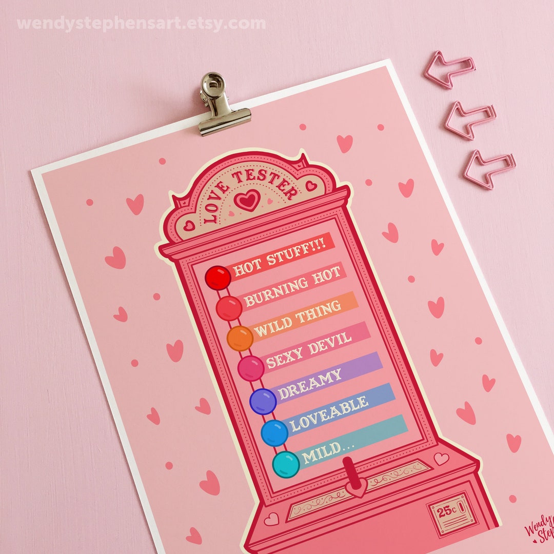 Love Tester Machine Art Print, Gothic Valentine Gift for Her, Pastel ...