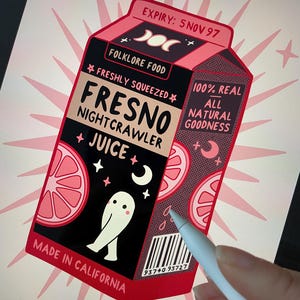 Fresno Nightcrawler Juice Art Print: Cryptid Folklore Food Poster - Etsy