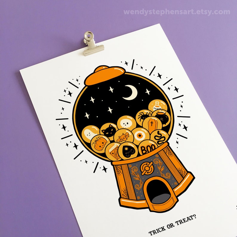 Spooky Gumball Machine Pink Art Print, Pastel Gothic Home Decor, Trick ...