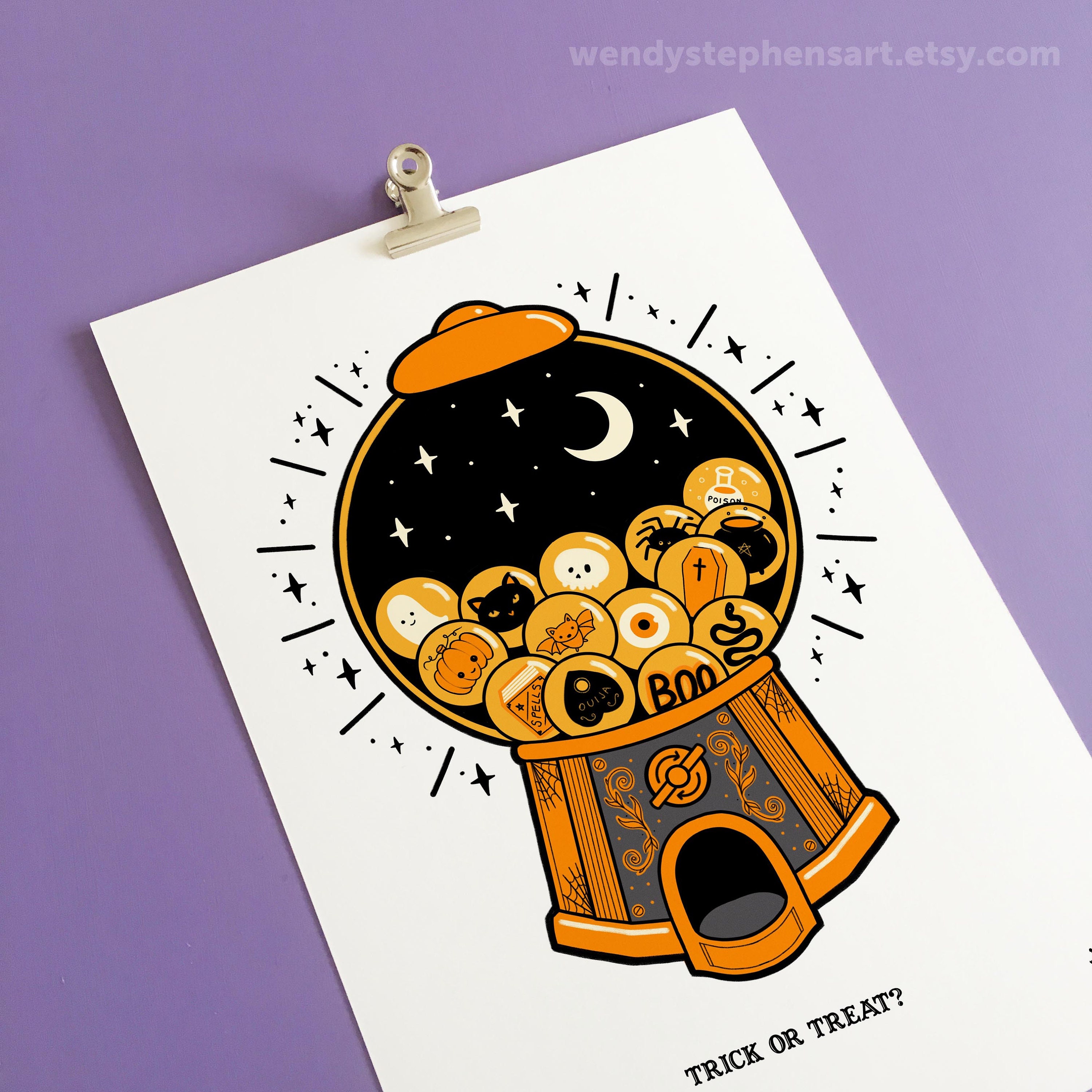Spooky Gumball Machine Pink Art Print, Pastel Gothic Home Decor, Trick ...