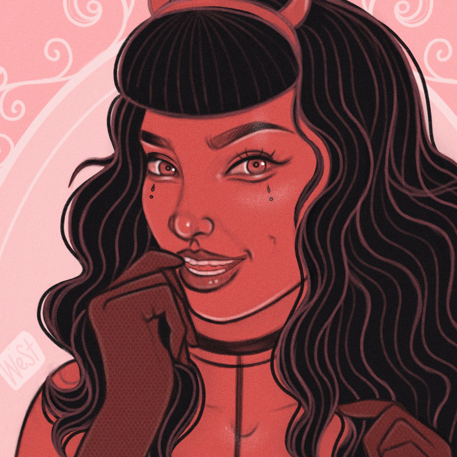 Pin Up Girl Art Print Spooky Horror Decor The Devil Inside Etsy