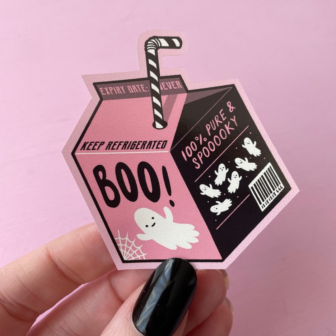 Spooky Ghost Milk Carton Sticker, Spooky Gothic Stickers, Cute Food ...