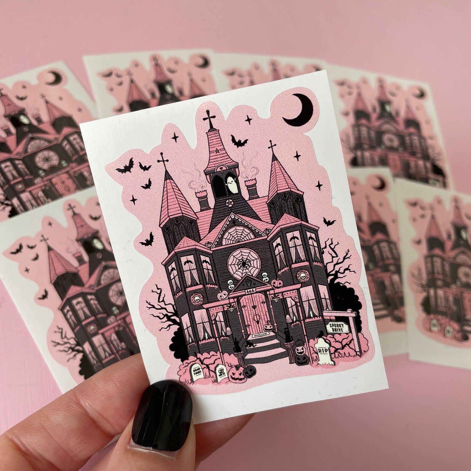 Haunted House Sticker Spooky House Art Gothic Stickers - Etsy