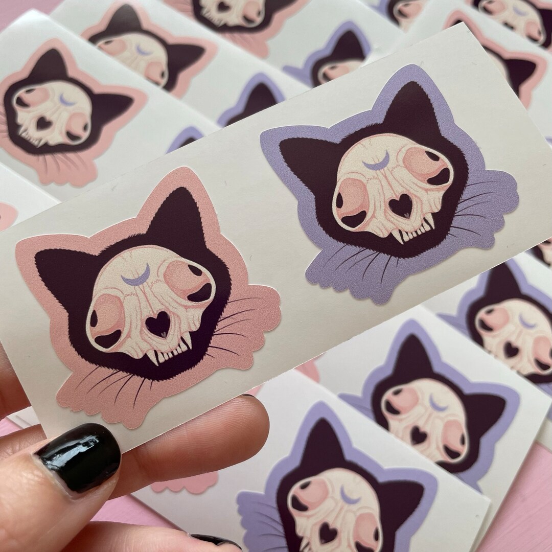 Occult Stickers, Cat Skull Stickers, Creepy Cute, Spooky Gothic ...