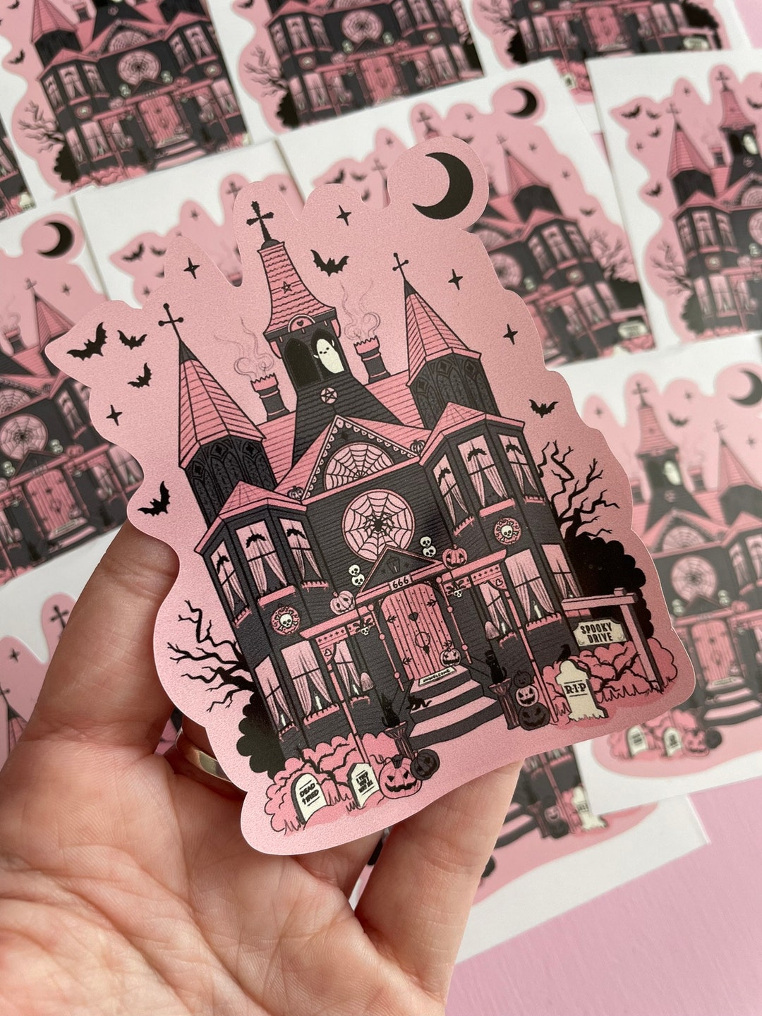 Haunted House LARGE Sticker, Spooky House Art, Gothic Stickers - Etsy