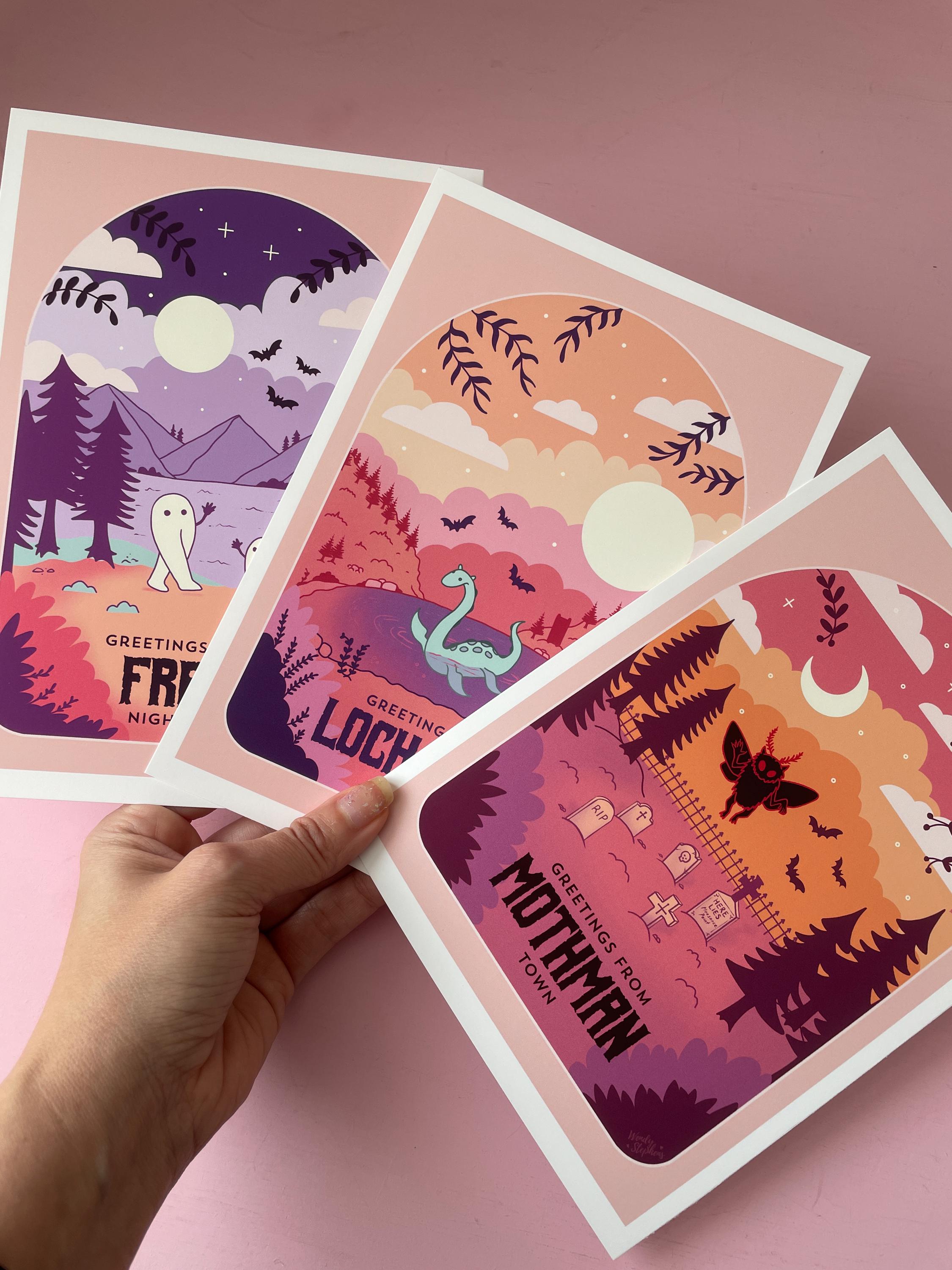 Visit Fresno Nightcrawler Art Print, Retro Cryptid Travel Poster and ...