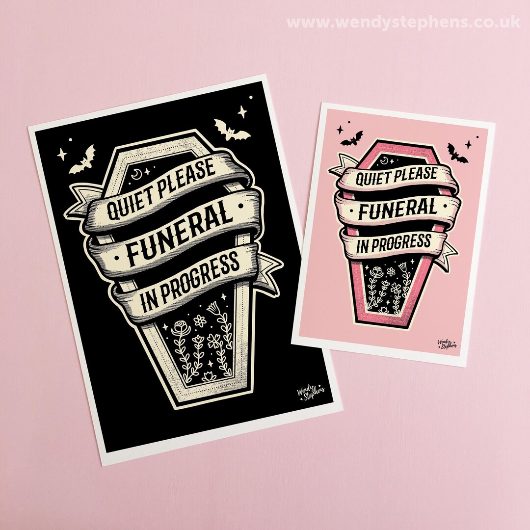 Creepy Coffin Wall Art, Spooky Funeral in Progress Art Print, Gothic ...