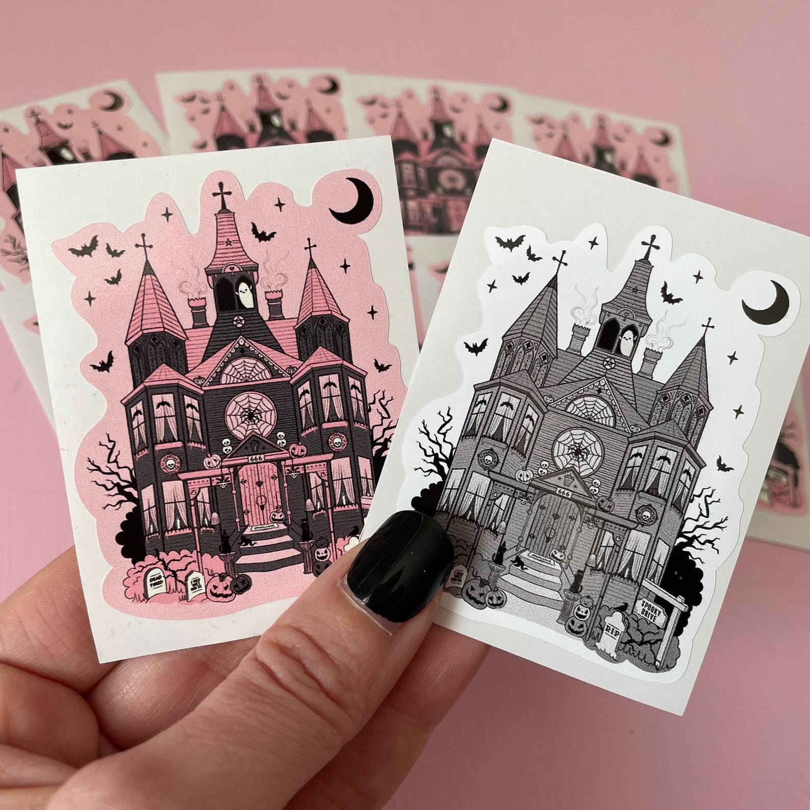 Haunted House Sticker Spooky House Art Gothic Stickers - Etsy