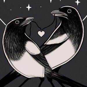 Magpie Art Print, Occult Decor, Two for Joy, Gothic Home Decor - Etsy UK