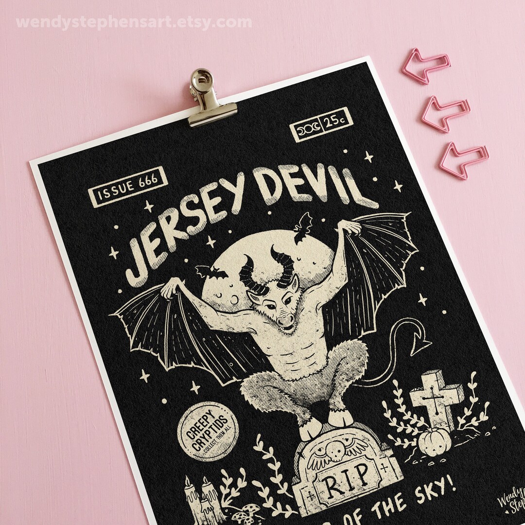 Cryptid Posters, Jersey Devil Cryptid Art Print, Horror Prints, Horror ...