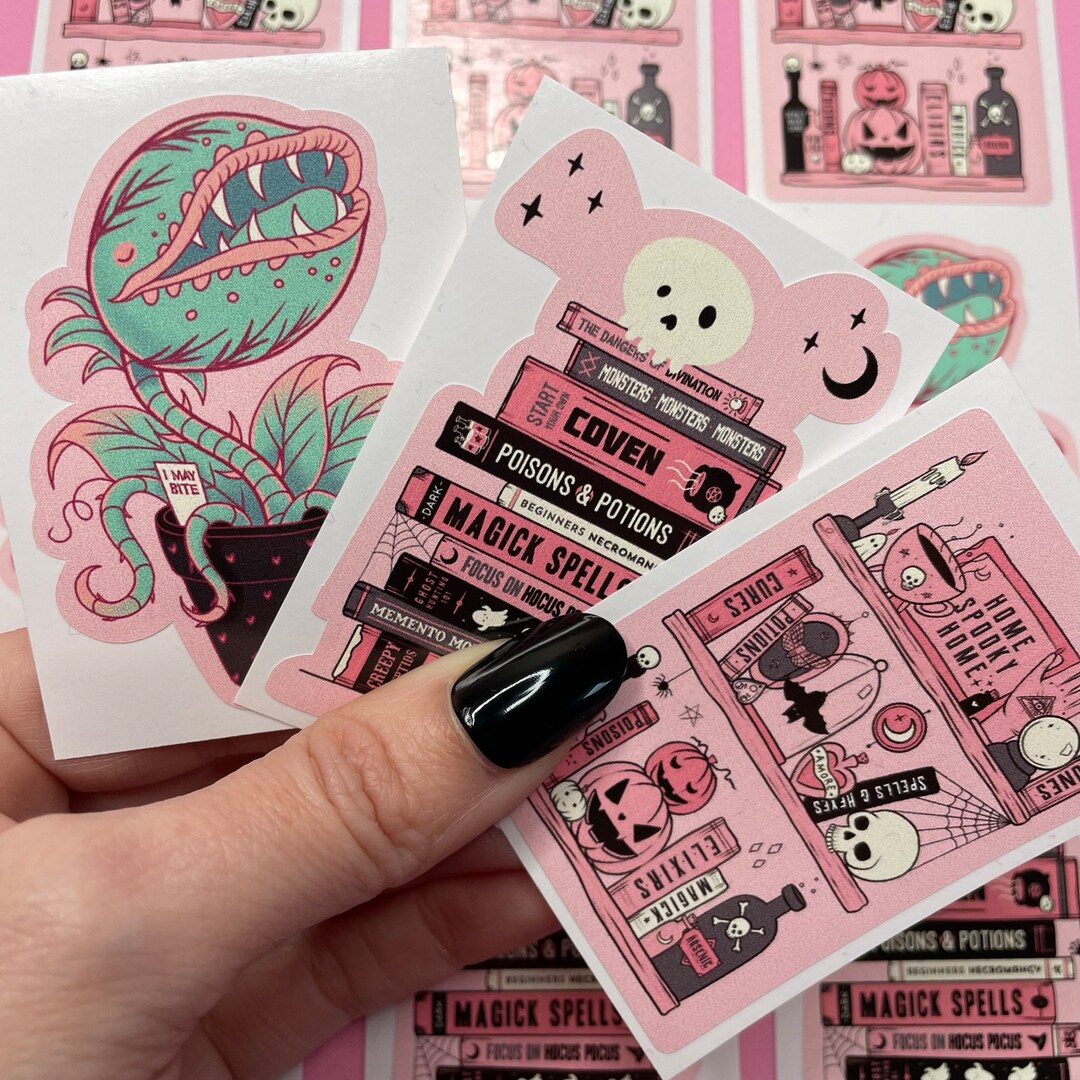 Spooky & Witchy Sticker Set, Pink Gothic Stickers, Spooky Stickers, - Etsy