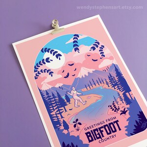 Set of 3 Cryptid Travel Poster Art Prints, Alien, Bigfoot, Creature ...