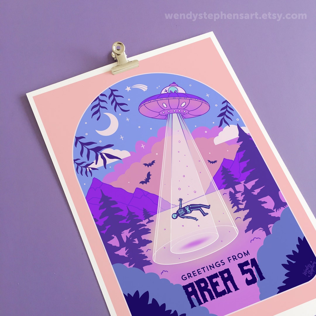 Visit Area 51 Art Print, Travel Poster, UFO Movie Posters, Alien ...