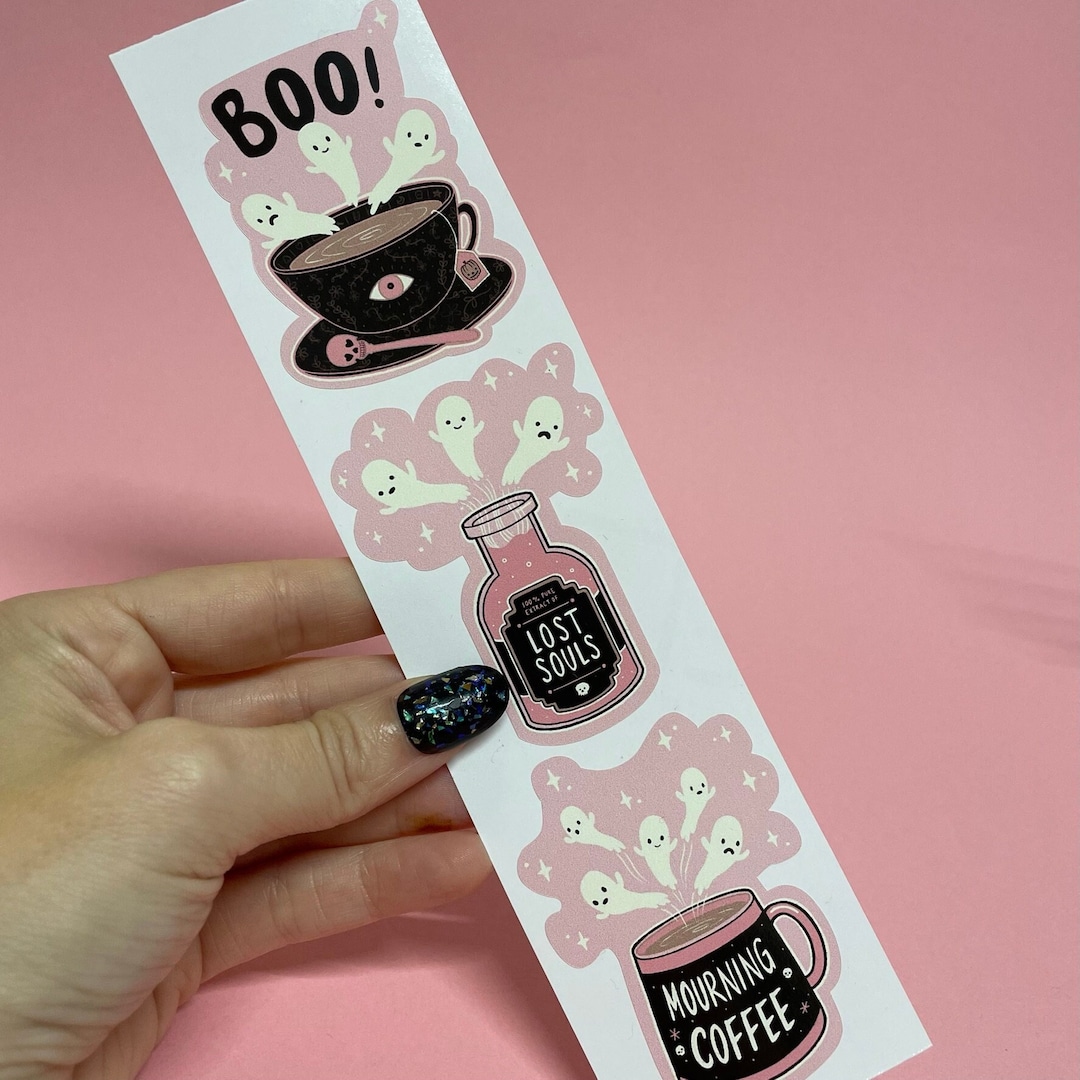 Cute Ghost Sticker Set, Spooky & Witchy Sticker Set, Pink Gothic ...
