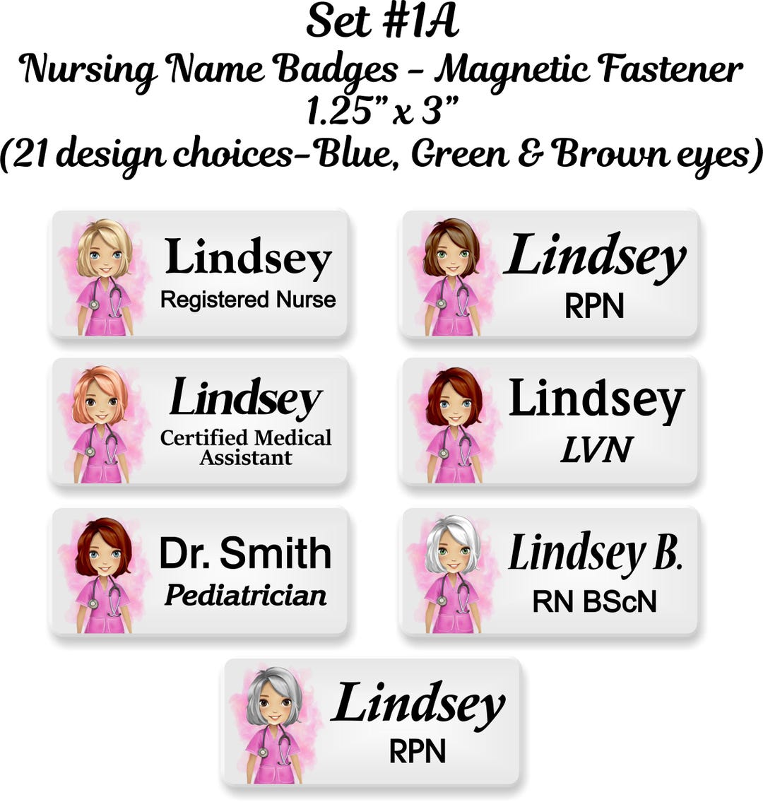 Nursing Name Tag, Name Badge, Personalized Custom ID Tag, Healthcare ...