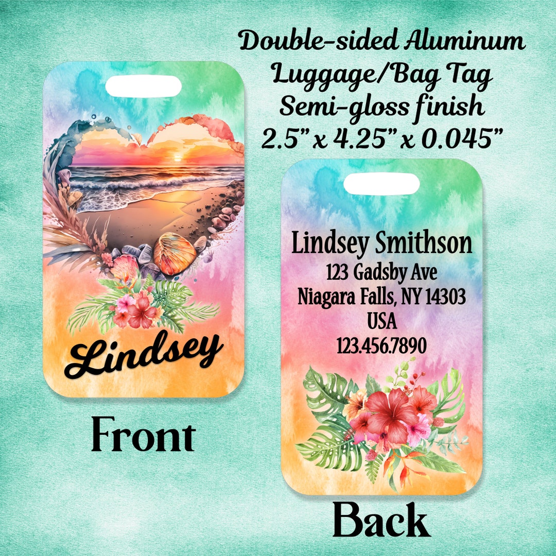 Woman Luggage Tag, Tropical Beach Bag Tag, Sunset Luggage Tag ...
