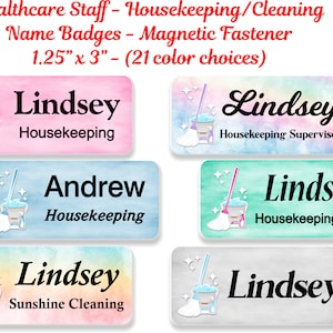 Housekeeping ID Tag, Name Tag, Name Badge, Personalized Custom Employee ...
