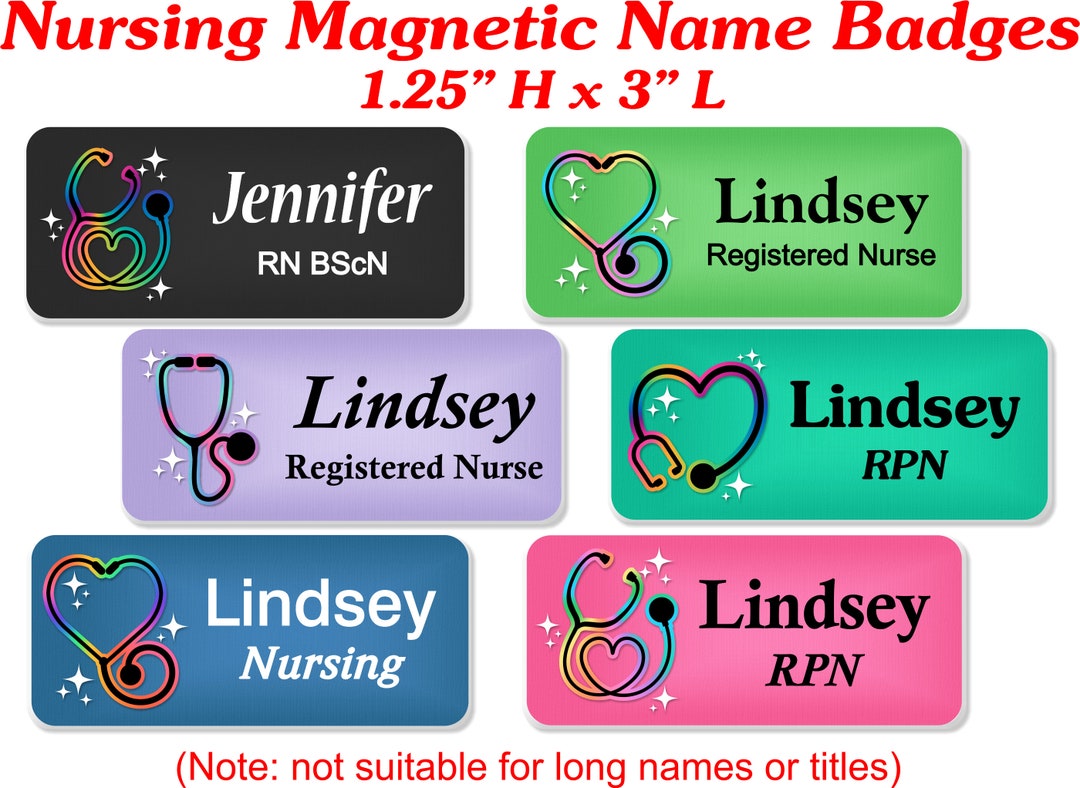 Magnetic Name Badge, Nursing Name Tag, Personalized Custom ID Tag ...