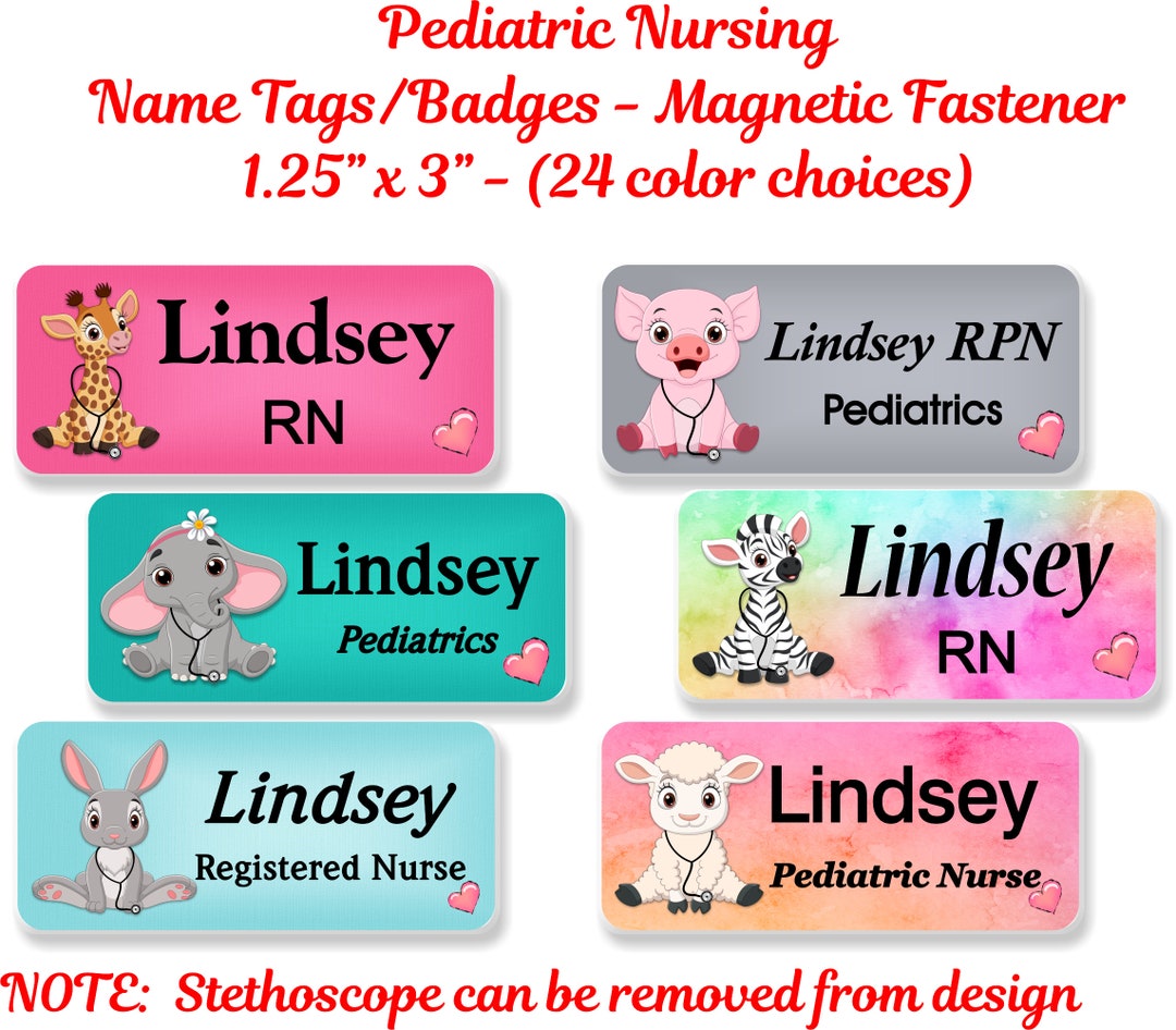Pediatrics Name Tag, Name Badge, Personalized Custom ID Tag, Magnetic ...