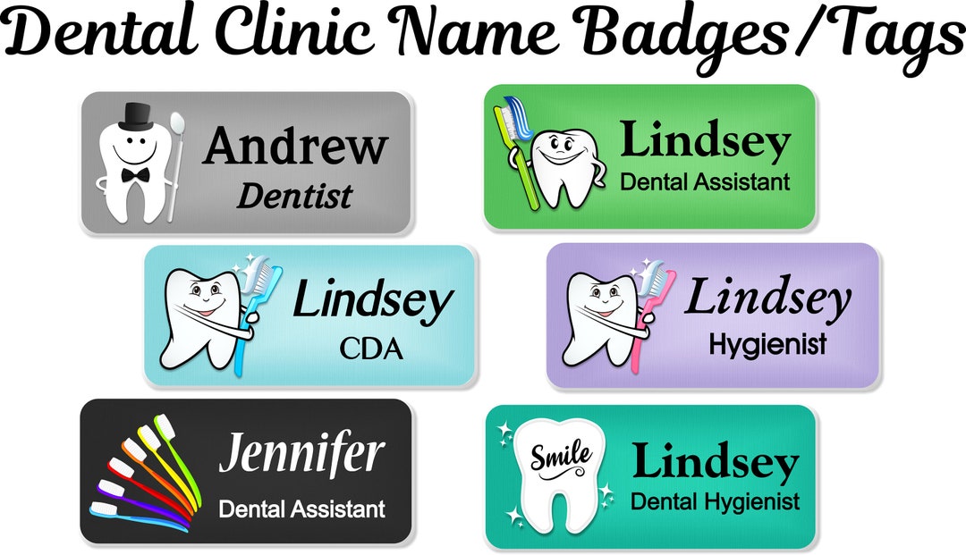 Magnetic Name Tag, Name Badge, Personalized Custom ID Tag, Dental Staff ...