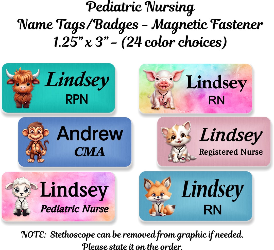 Pediatric Name Tag, Name Badge, Personalized Custom Nursing ID Tag ...