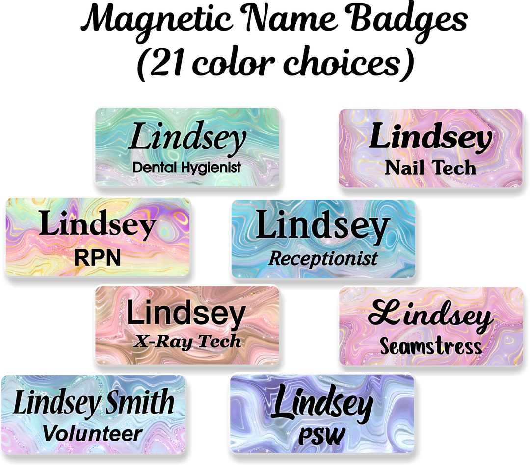 Sparkle Name Tag, Name Badge, Personalized Custom ID Tag, Magnetic ...