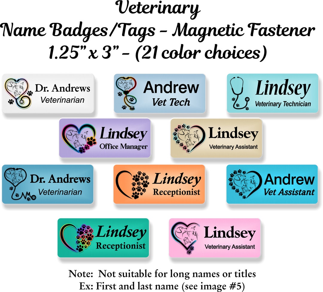 Veterinary Name Tag, Name Badge, Personalized Custom Employee ID Tag ...