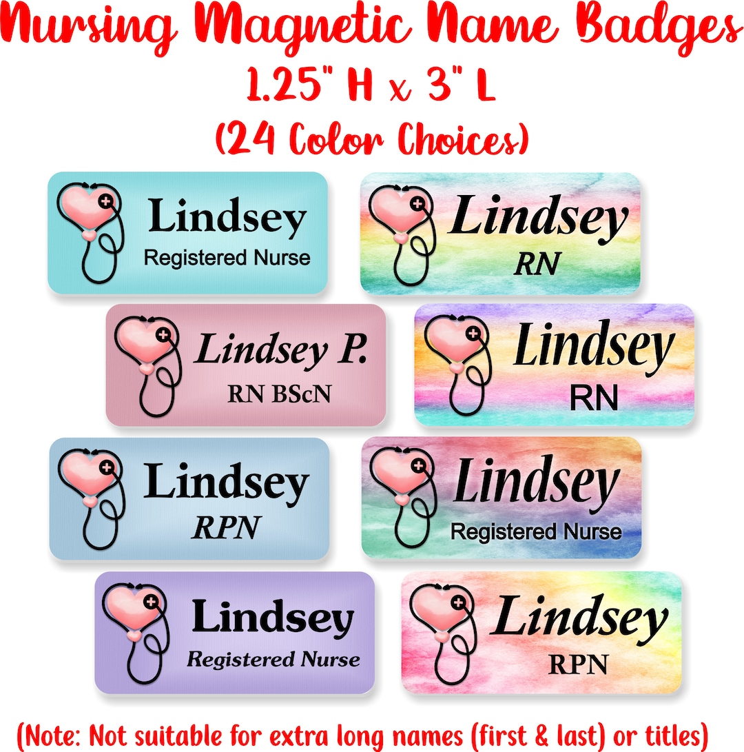 Nursing Name Tag, Name Badge, Personalized Custom ID Tag, Magnetic ...