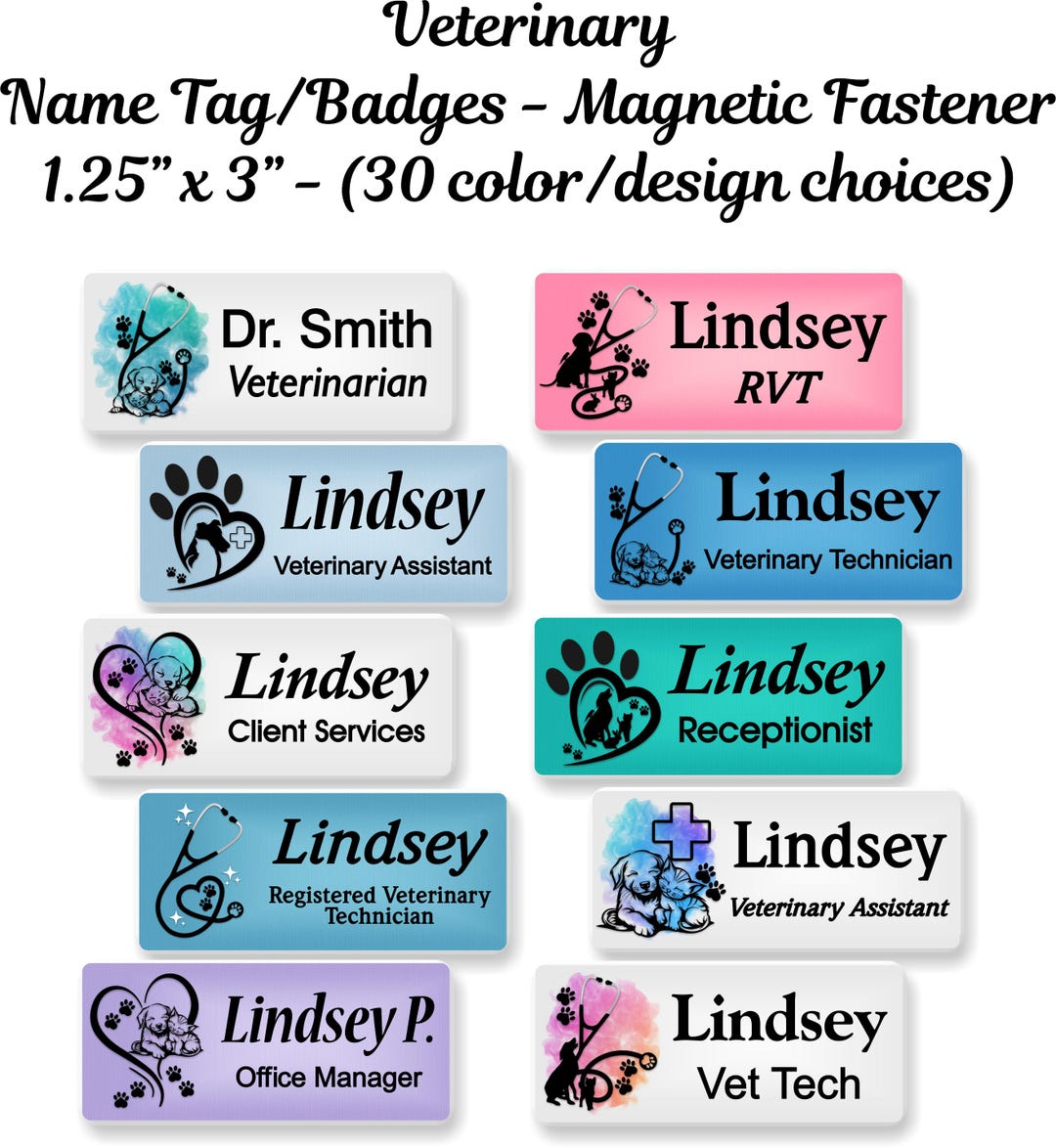 Veterinary Staff Magnetic Name Badge, Name Tag, Vet Name Badge, Vet ...