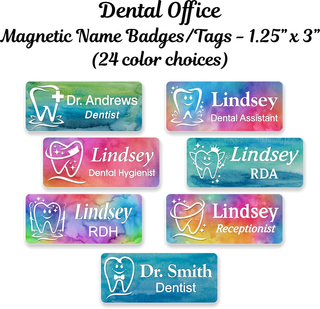 Dental Name Tag, Name Badge, Dental Office Identification Tag, Magnetic ...