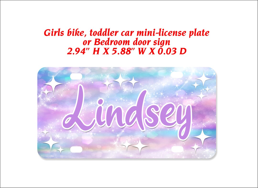 Girl Aluminum Bike Mini License Name Plate, Personalized Bedroom Door ...